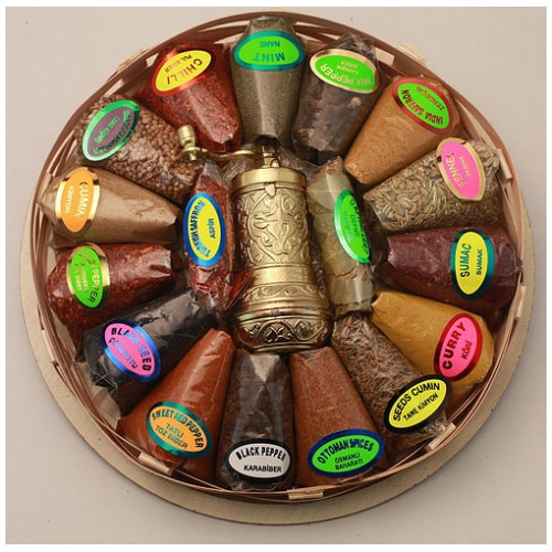 Buy Big Turkish Spice Basket, 17 Different Turkish Spice - Grand Bazaar ...