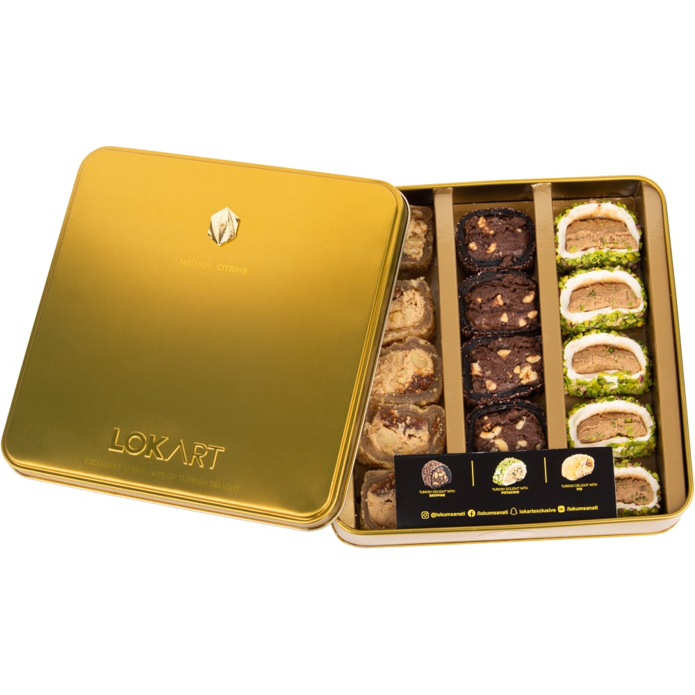 Buy Premium Turkish Delight Box with Real Citrine Brooch, LokArt, 454g ...