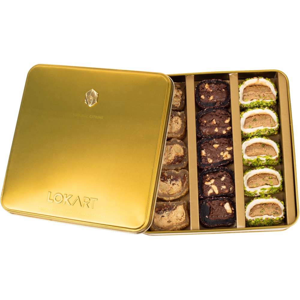 Buy Premium Turkish Delight Box with Real Citrine Brooch, LokArt, 454g ...